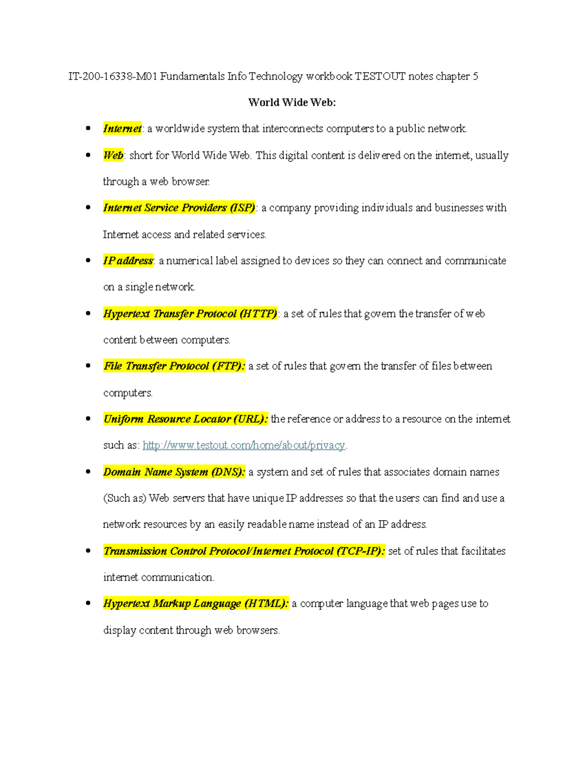 Db IT-200-Module 5-Testout-notes 06042024 - IT-200-16338-M01 ...