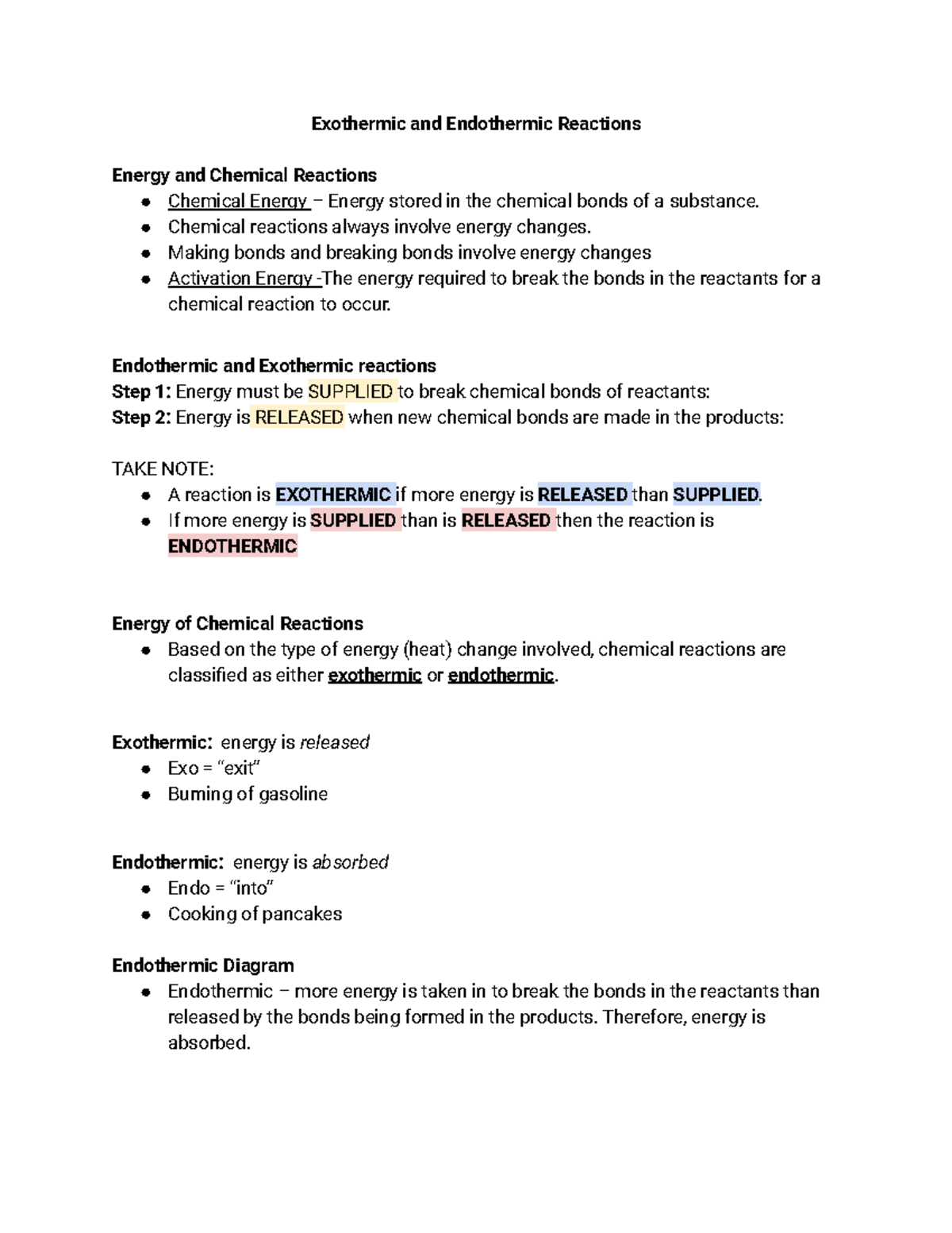 Exothermic and Endothermic Reactions - Chemical reactions always ...
