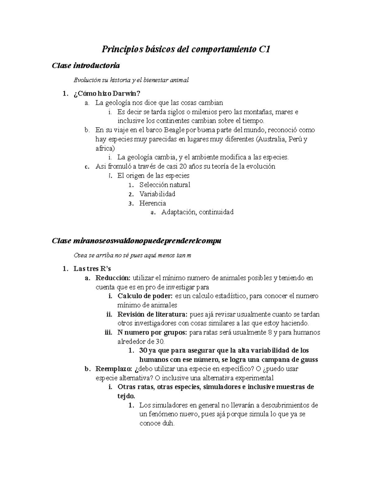 Principios básicos del comportamiento C1 - Principios básicos del comportamiento C Clase - Studocu