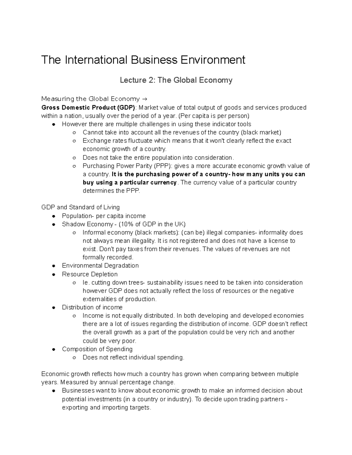 Lecture 2 The Global Economy - The International Business Environment ...