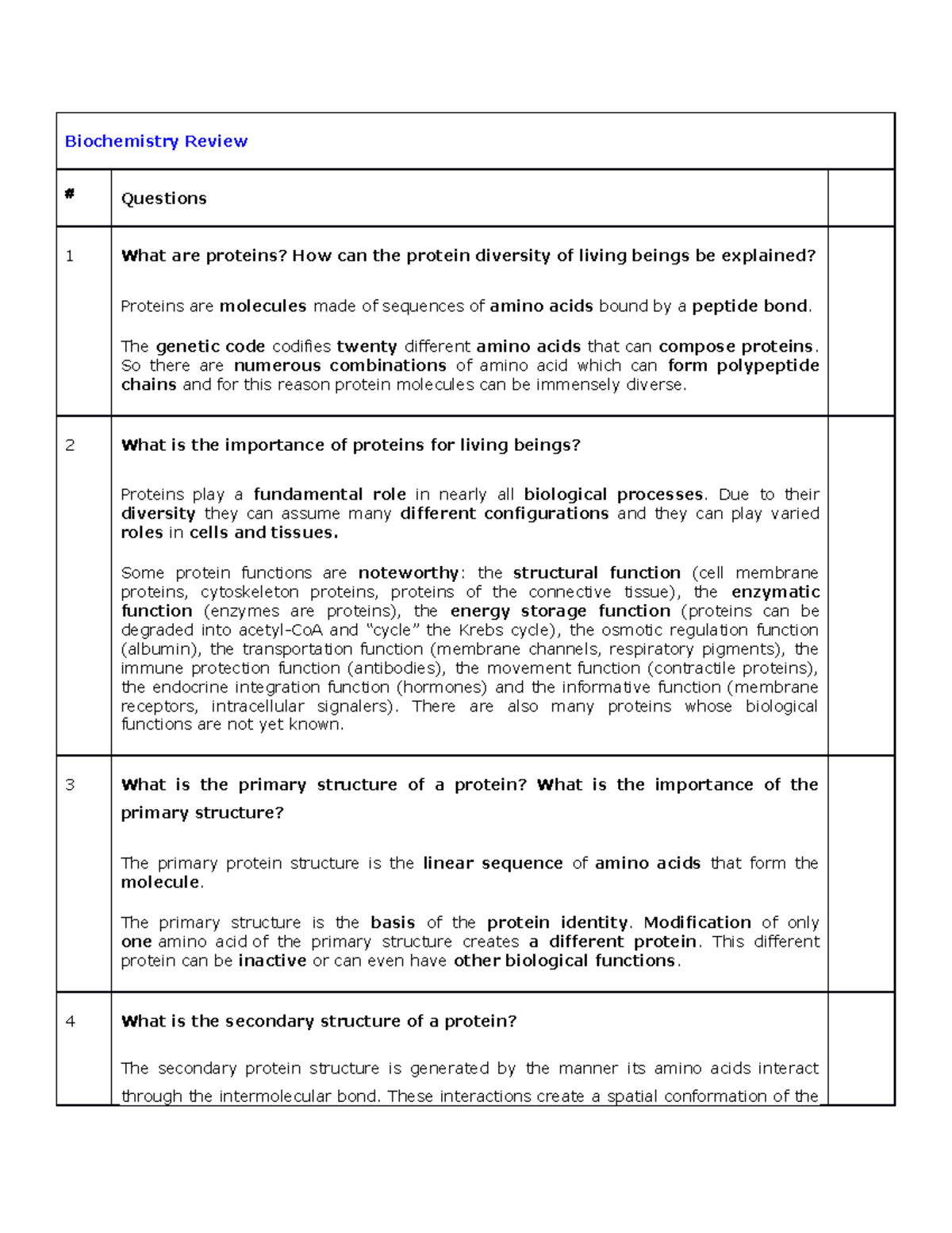 Biochemistry-Review - Macromolecules of the cells - Biochemistry Review ...