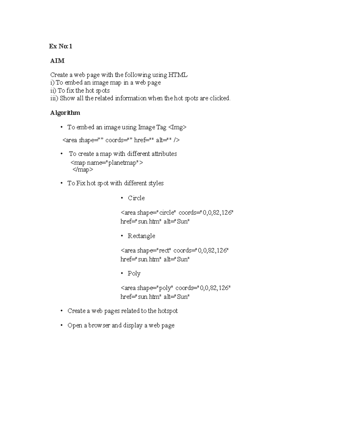 It8511 web technology lab manual students - AIM Create a web page with the following using HTML ...