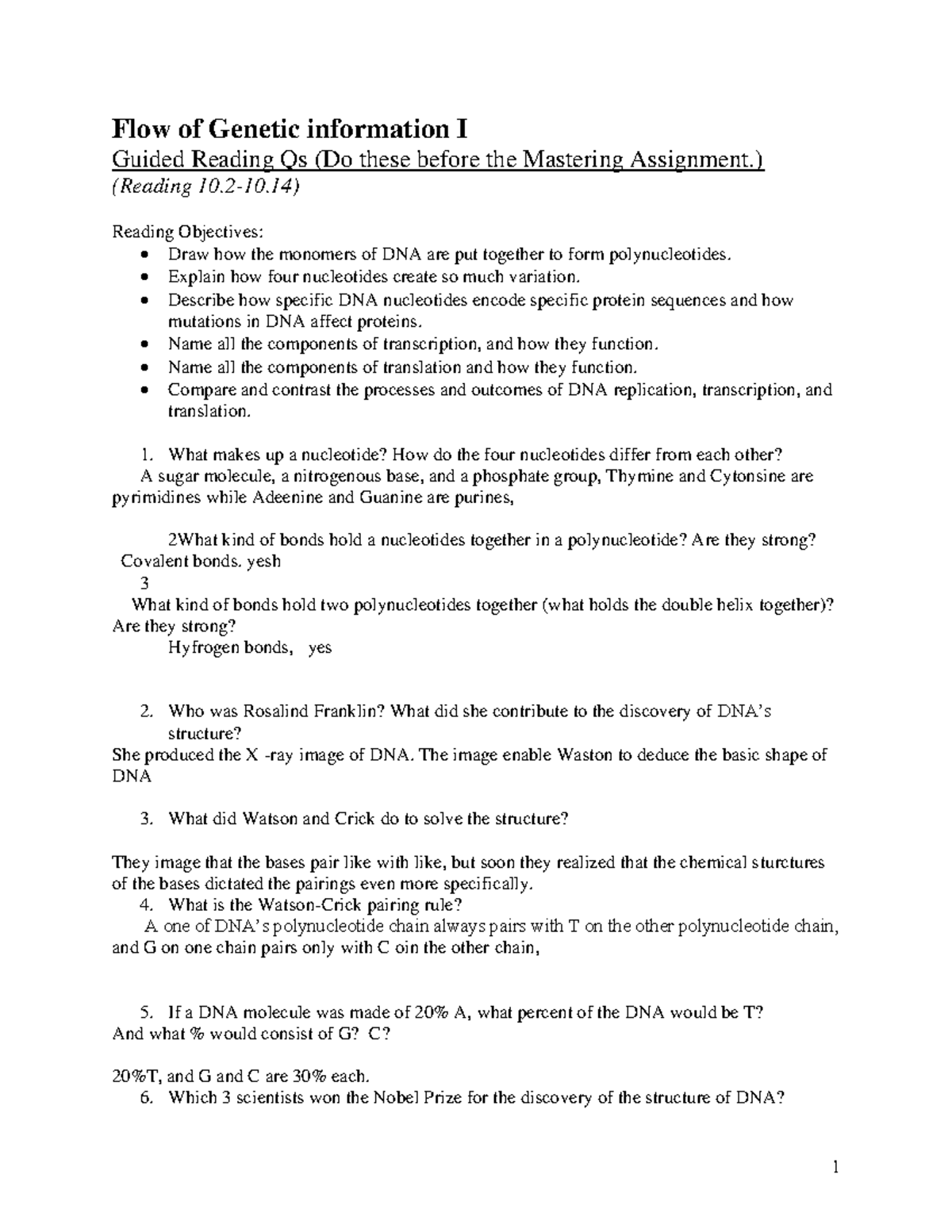Lesson13 Grqs Flowofgeneticinformationpart1 Flow Of Genetic Information I Guided Reading
