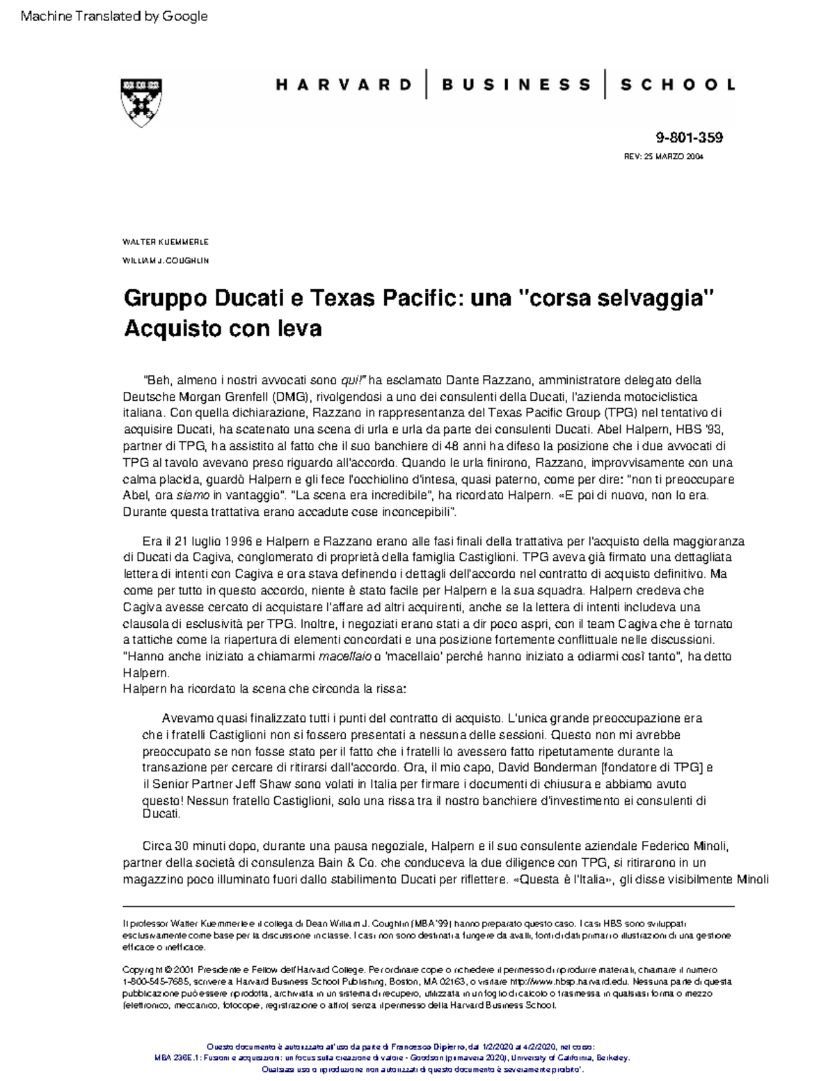 Ducati Texas Pacific Group A - Gruppo Ducati e Texas Pacific: una ...