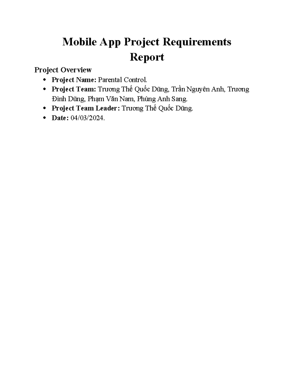 Requirement of Parental Control - Mobile App Project Requirements ...
