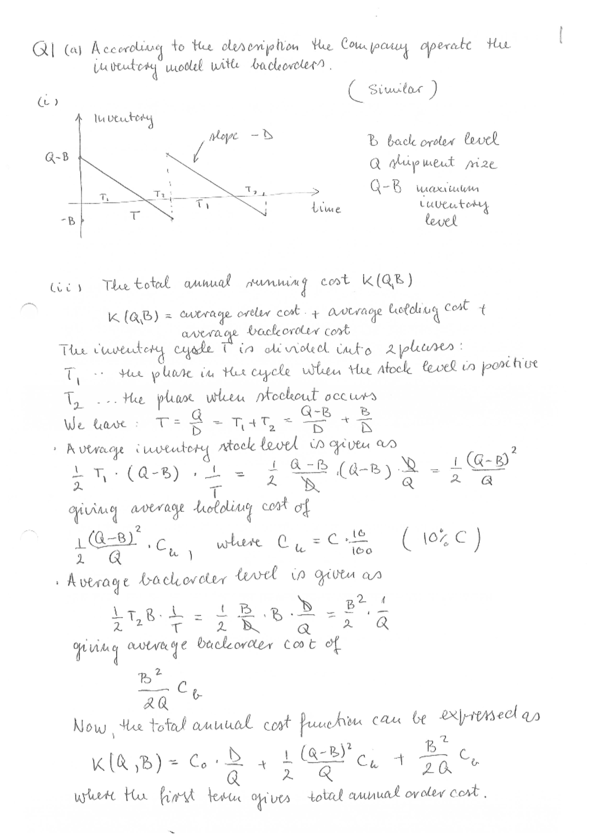 MATH3081 Exam22 sol - Past Year Solution - QI (a) According to the ...