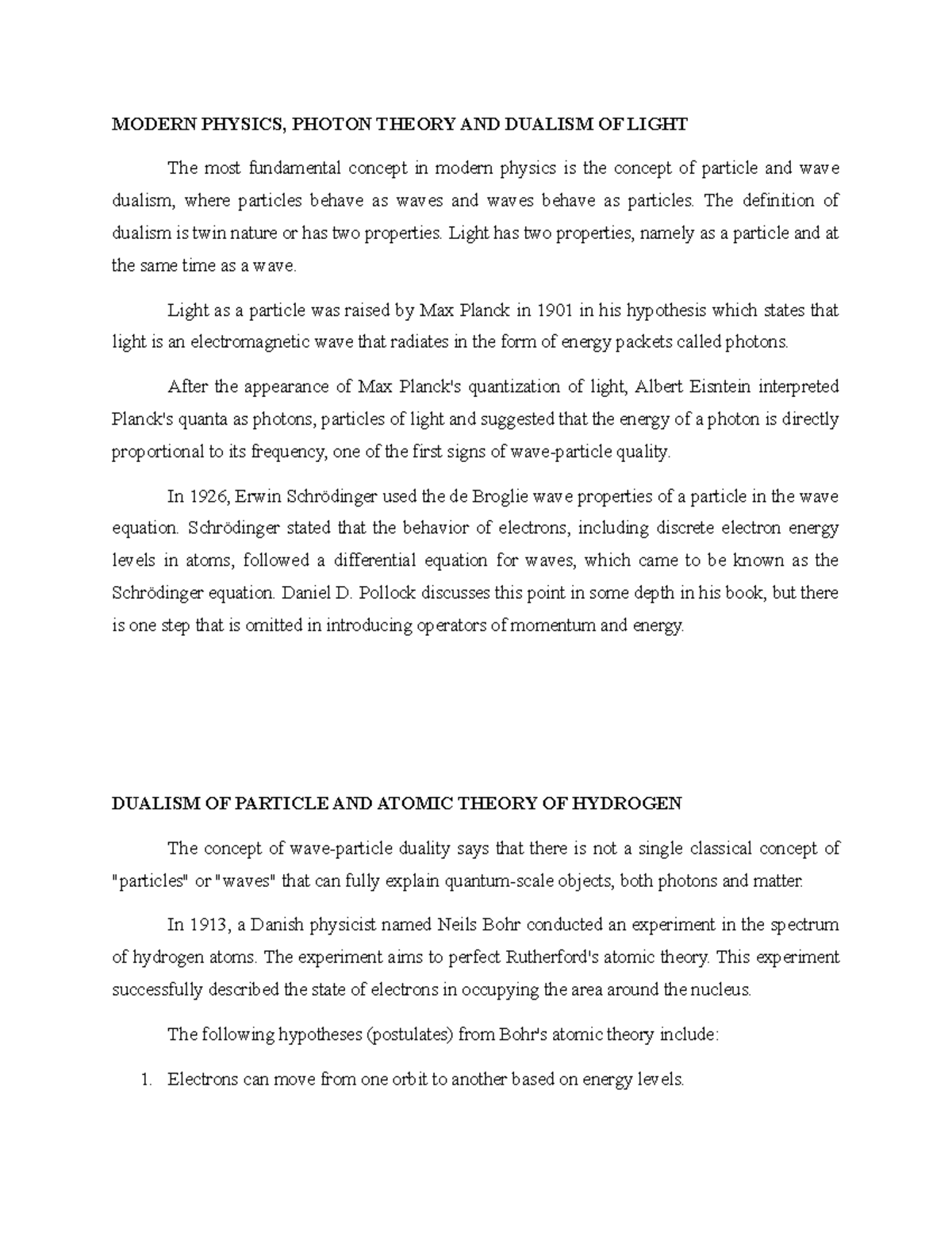 Modern Physics - MODERN PHYSICS, PHOTON THEORY AND DUALISM OF LIGHT The ...