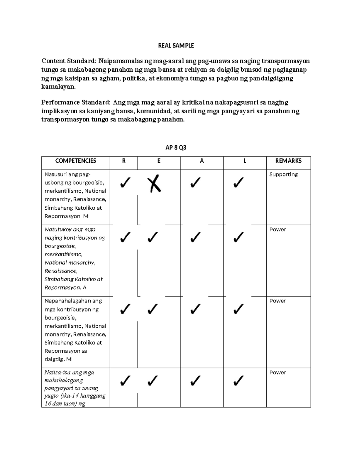 S1 Apreg Handout 1.6 REAL sample - REAL SAMPLE Content Standard ...