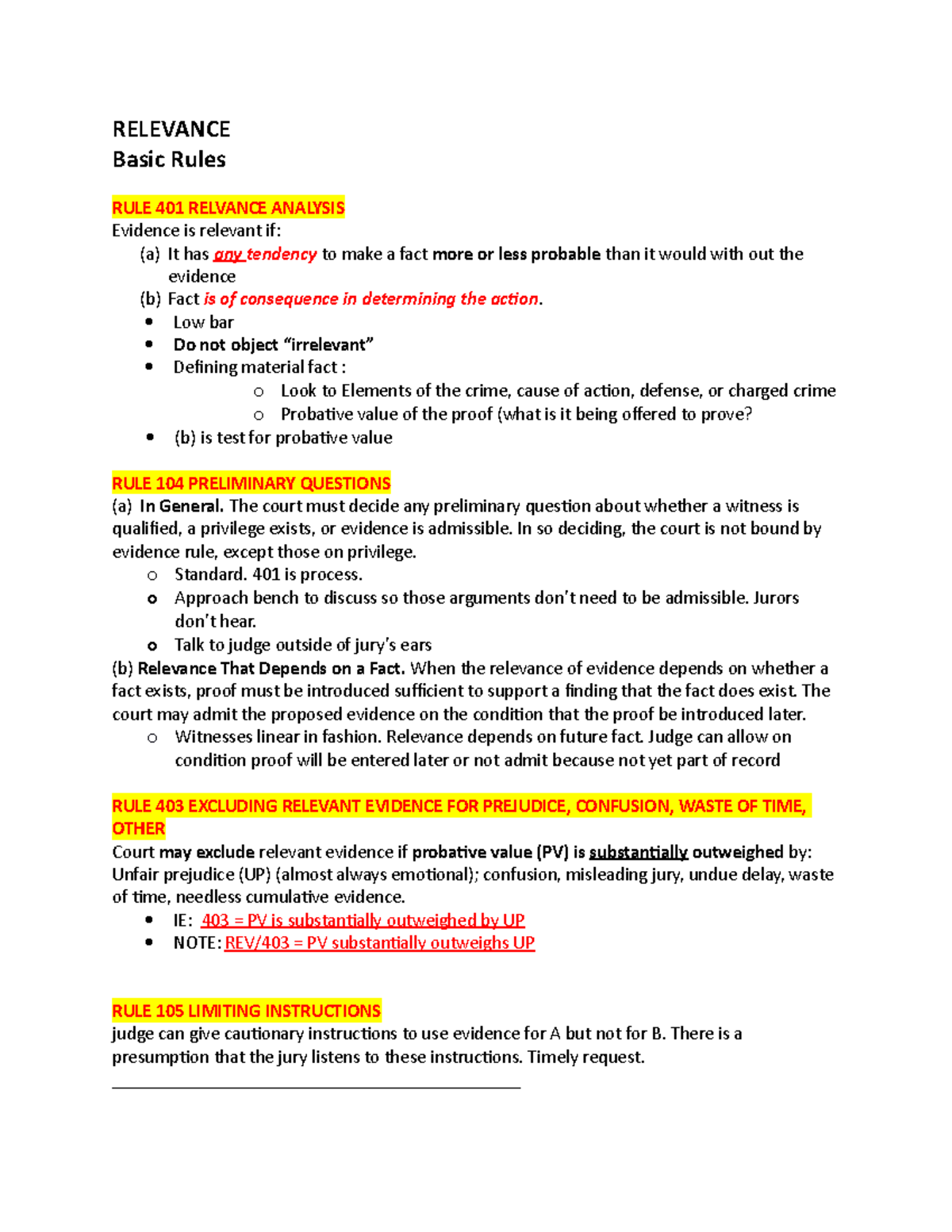 Evidence Outline 2020 - Studocu