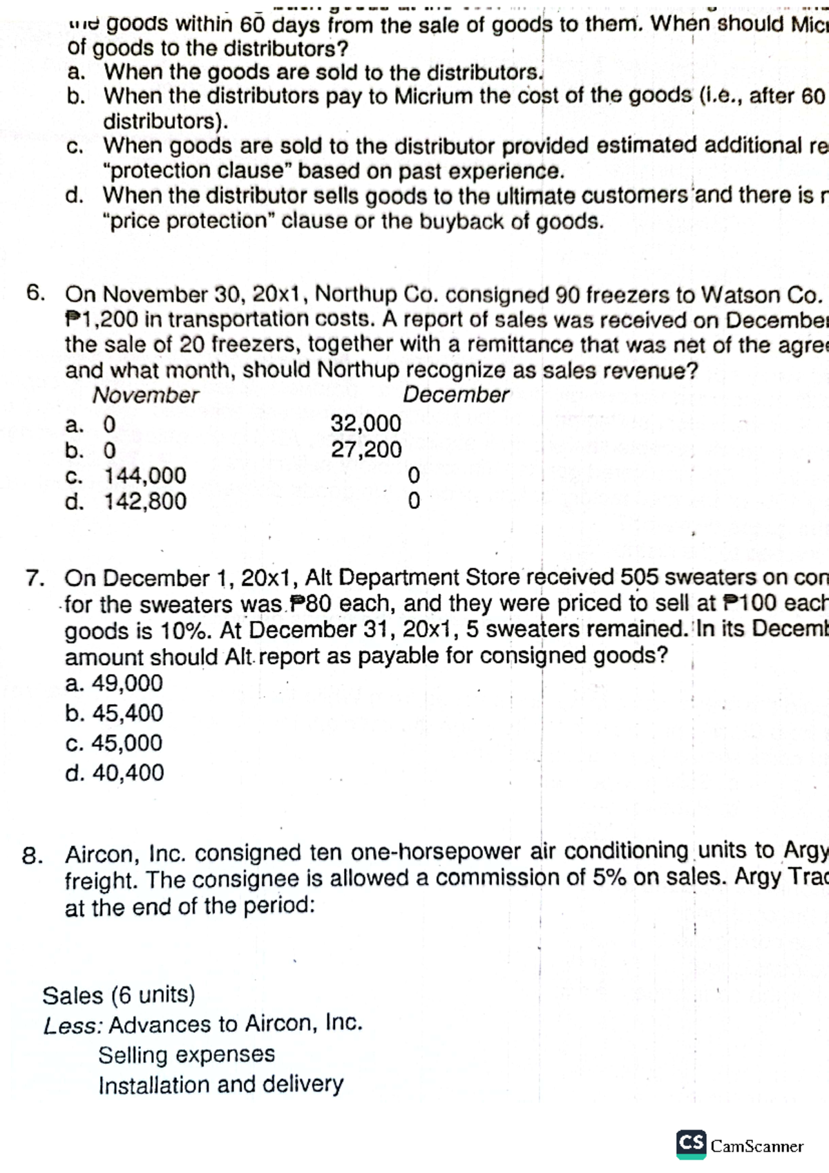 Special transactions - Bachelor of Science in Accountancy - CamScanner ...
