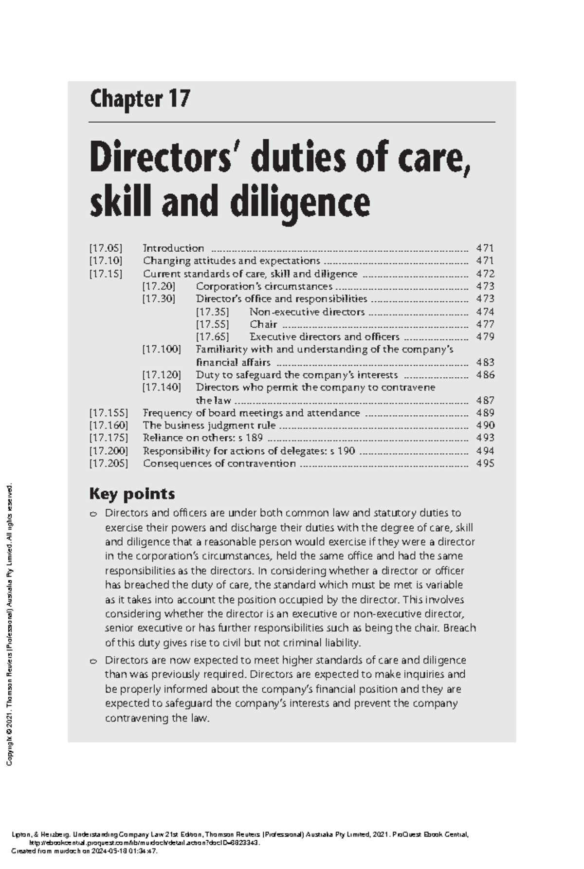Directors’ duties of care skill and diligence - Chapter 17 Directors ...