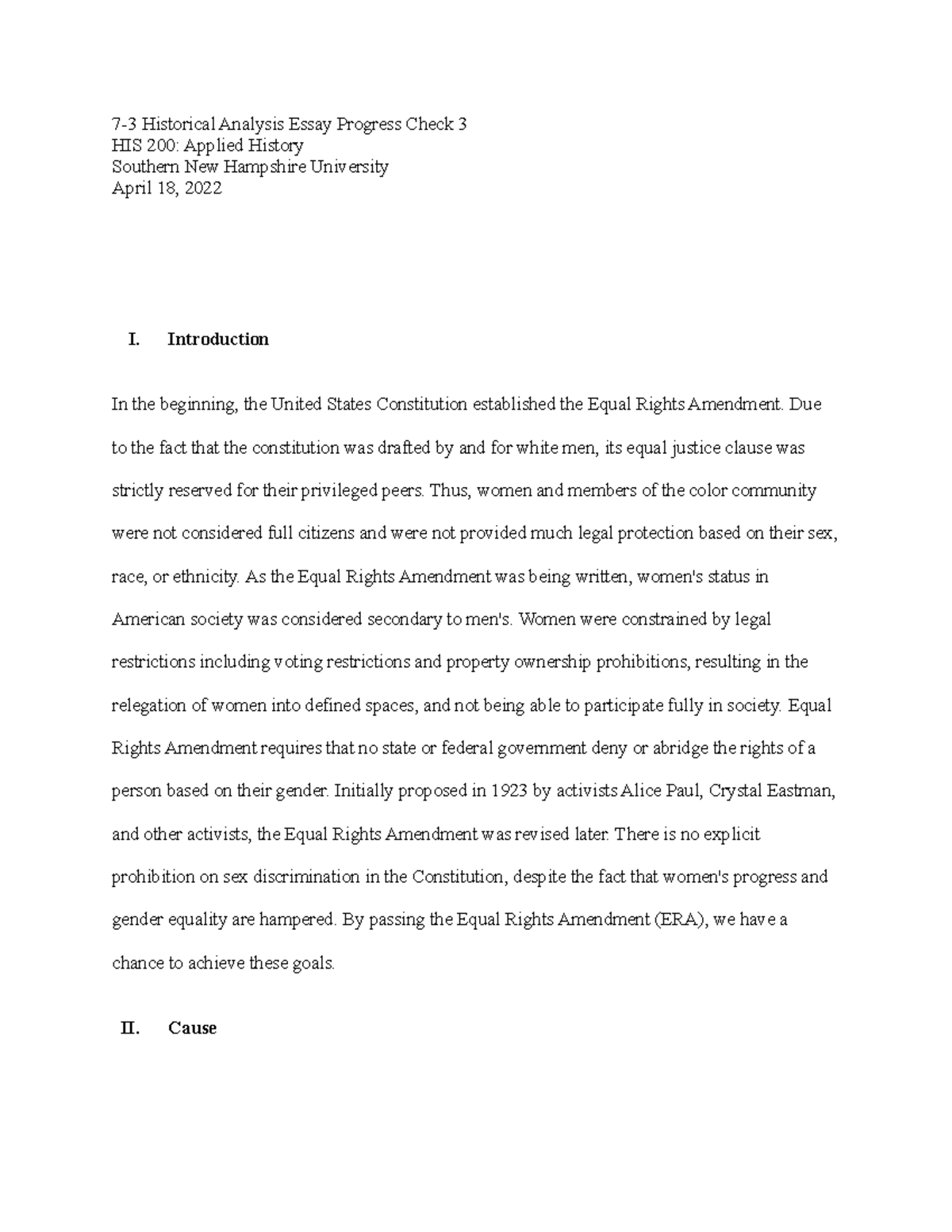 7-3 Historical Analysis Essay Progress Check 3 - Introduction In the ...