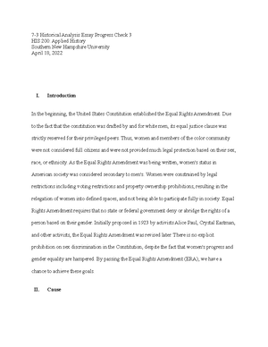 HIS-200 6-3 Historical Analysis Essay Progress Check 2 - Emily Oravetz ...