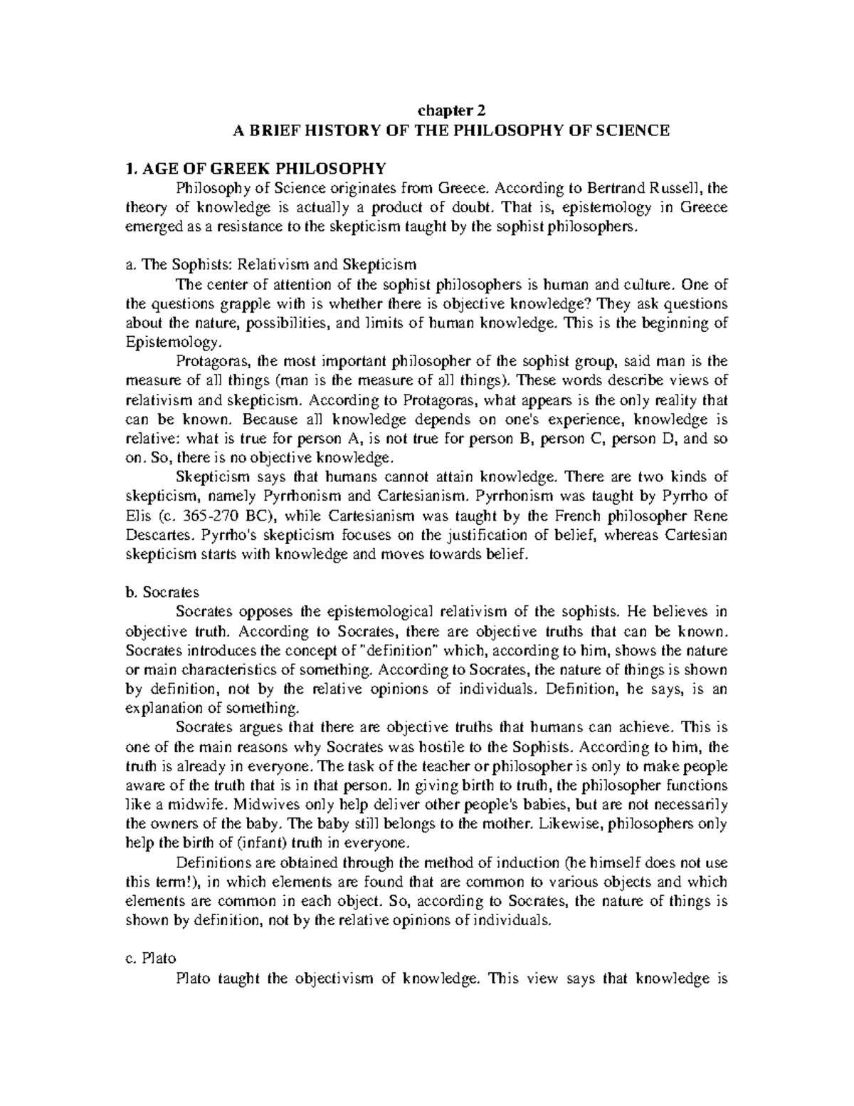 2. Brief History of Philosophy - Philosophy - chapter 2 A BRIEF HISTORY ...