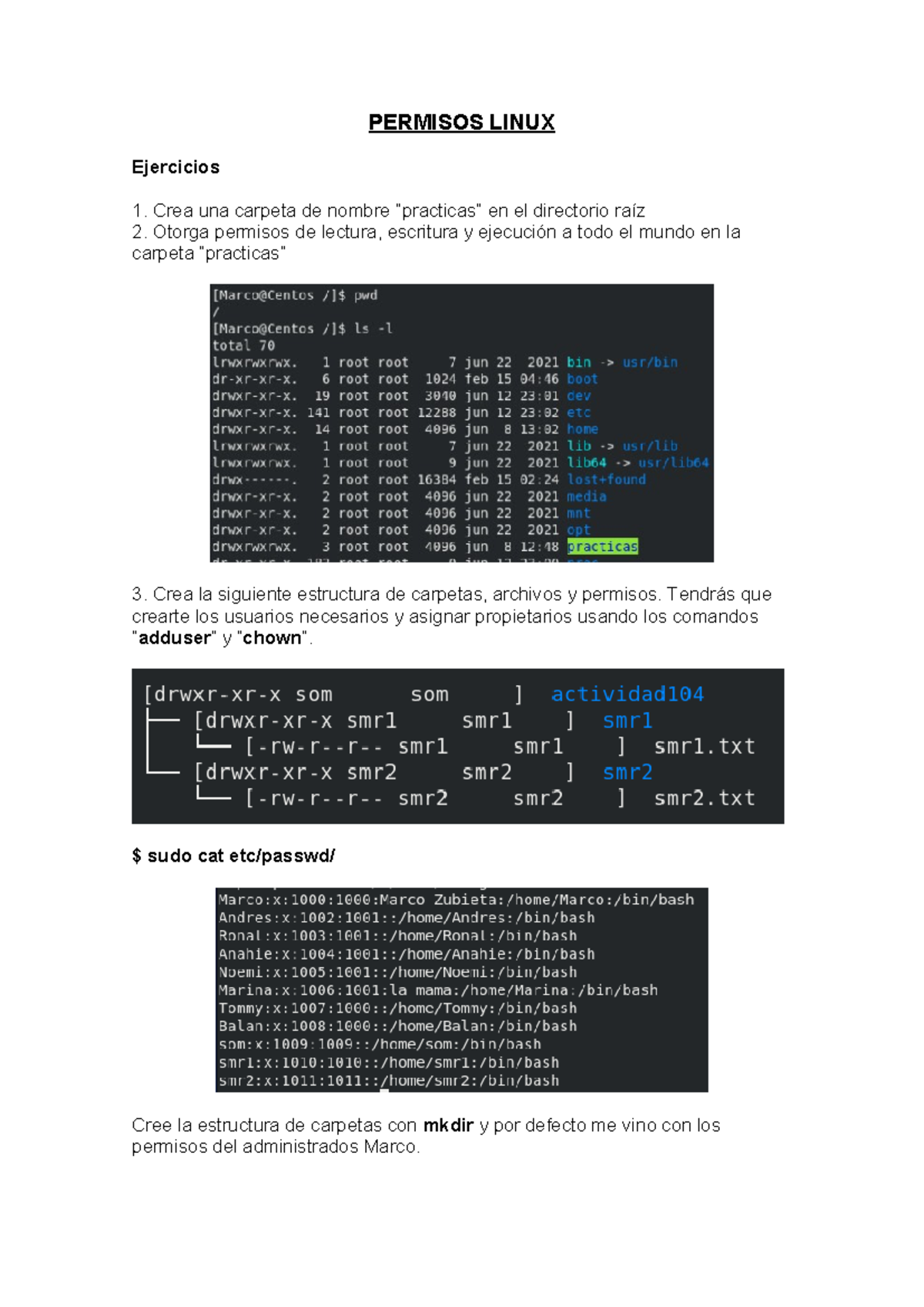Permisos Linux - PERMISOS LINUX Ejercicios Crea una carpeta de nombre ...