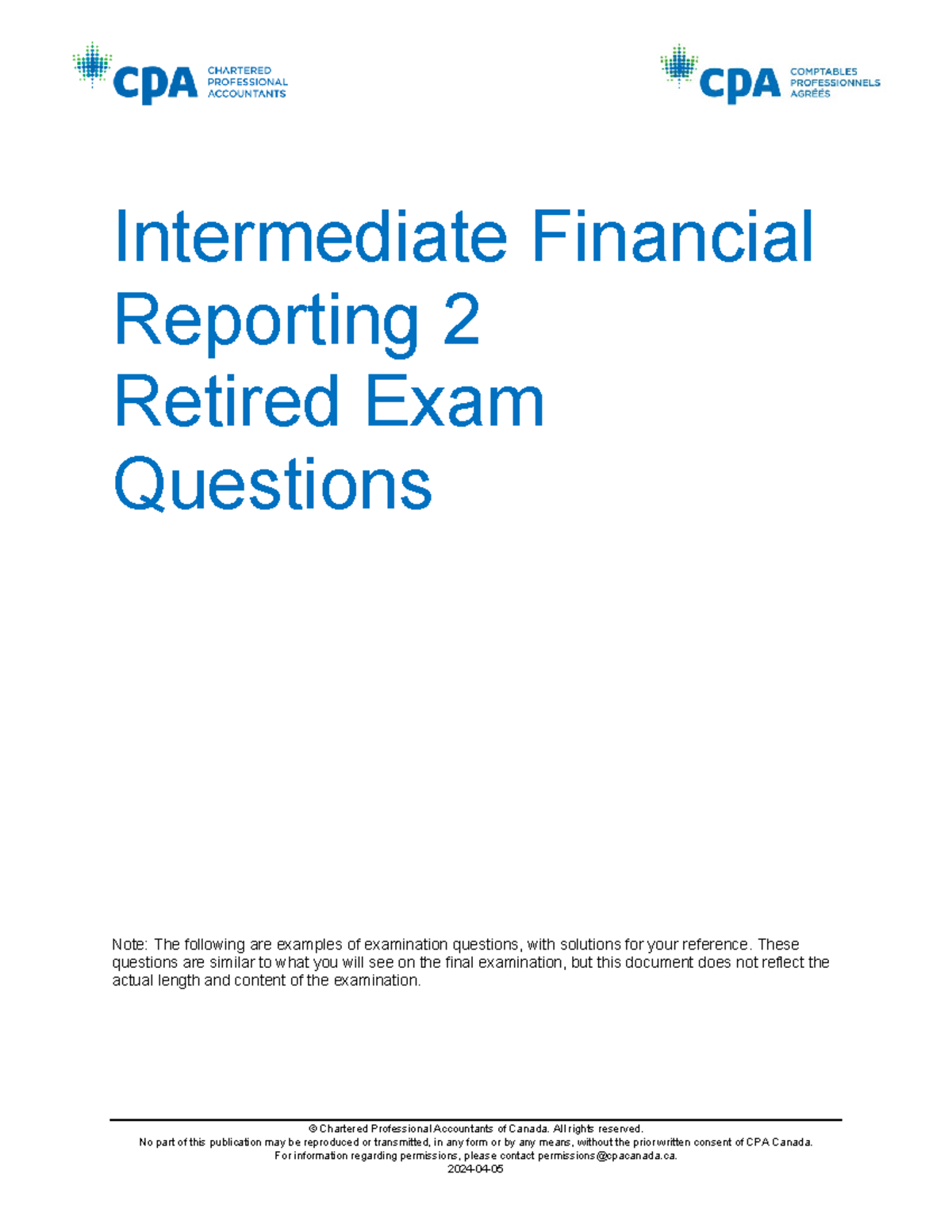 IF2-2402E-EXAM01 - Past Exam questions - © Chartered Professional ...