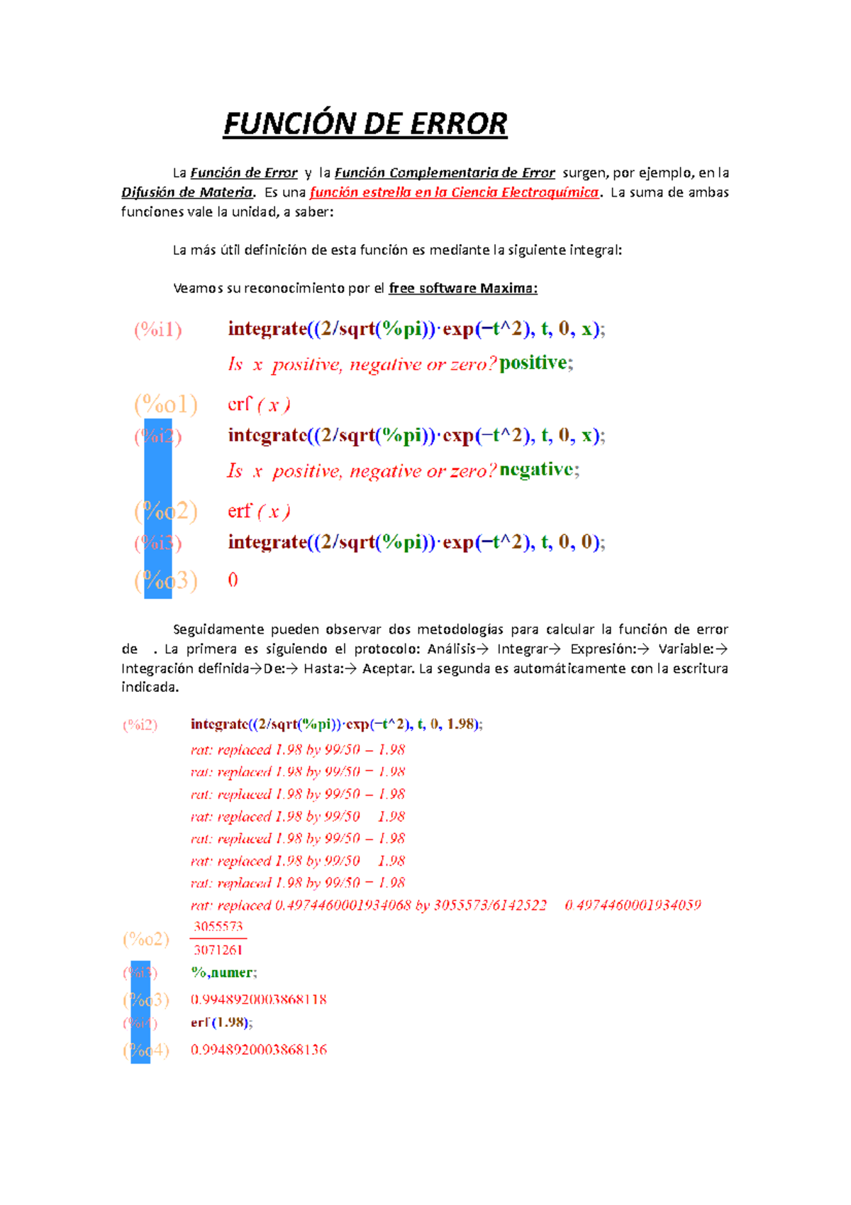 Función DE Error - FUNCIÓN DE ERROR La Función de Error y la Función ...