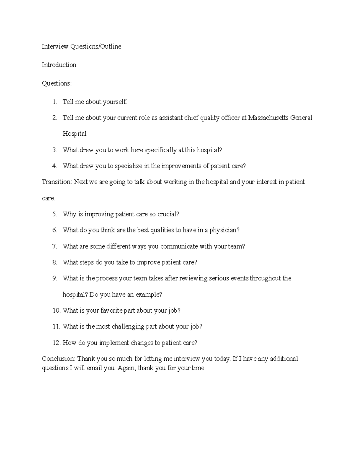 Interview questions for interview project - Interview Questions/Outline ...