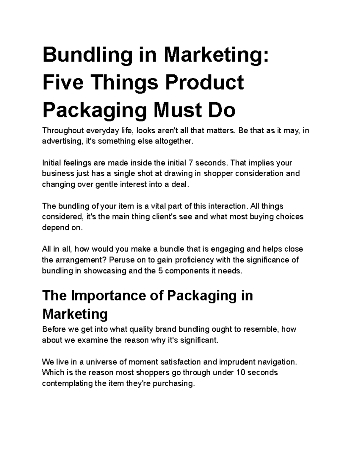 Bundling in Marketing! Five Things Product Packaging Must Do - Bundling ...