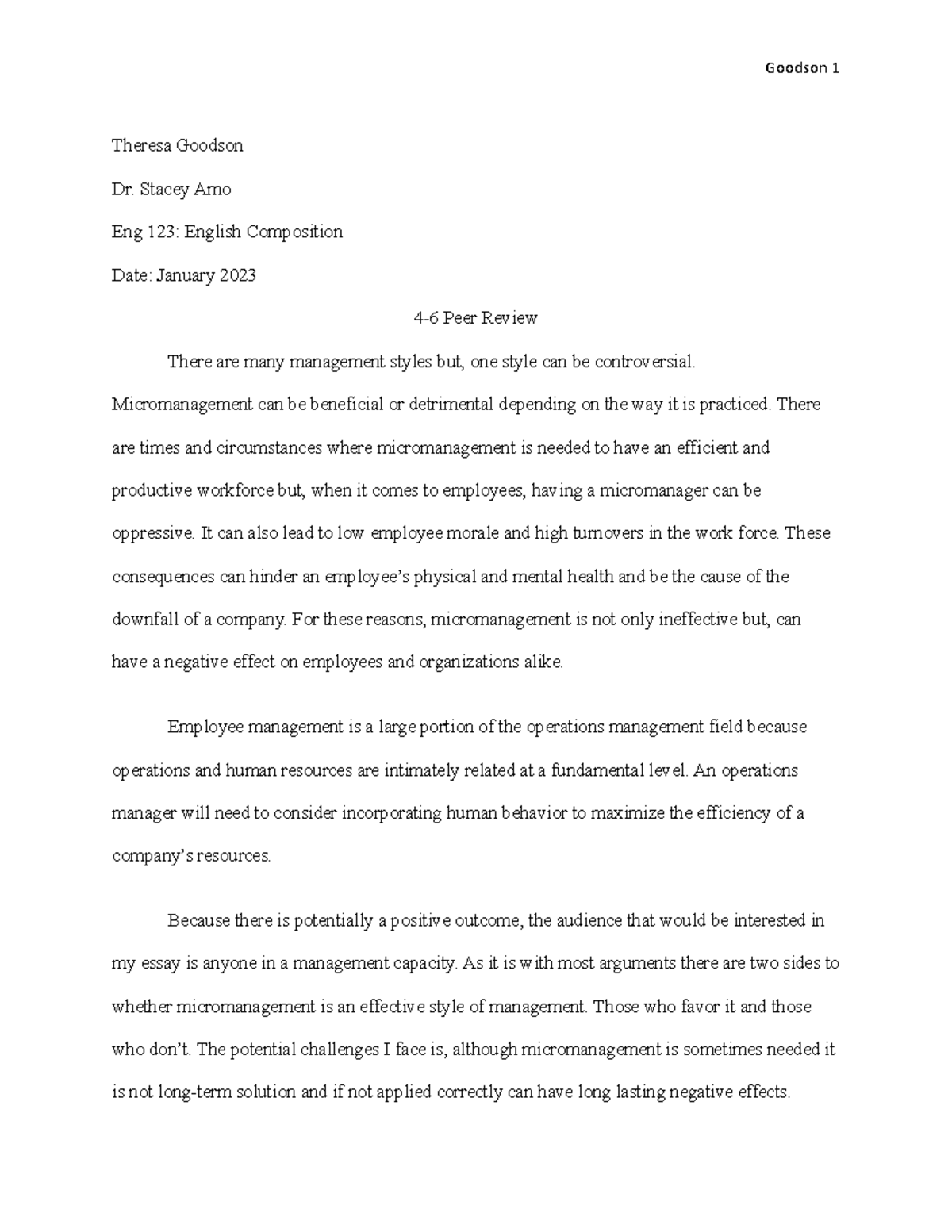 Eng123 Persuasive Writing 4-6 Peer Review - Theresa Goodson Dr. Stacey ...