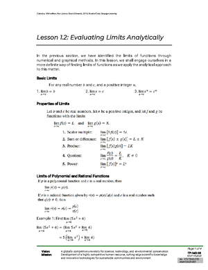 Lesson-1 - Calculus 2 - Vision: A globally competitive university for ...