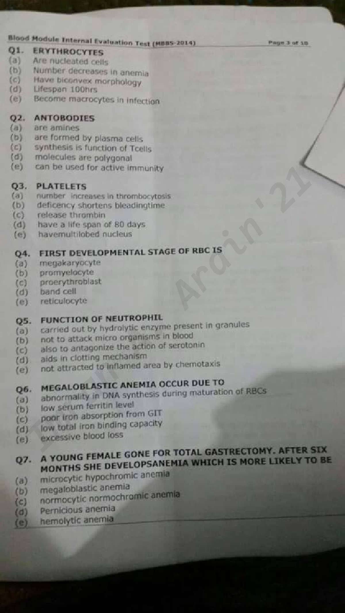 Blood module paper 2015 - Blood Module Past Papers - Studocu