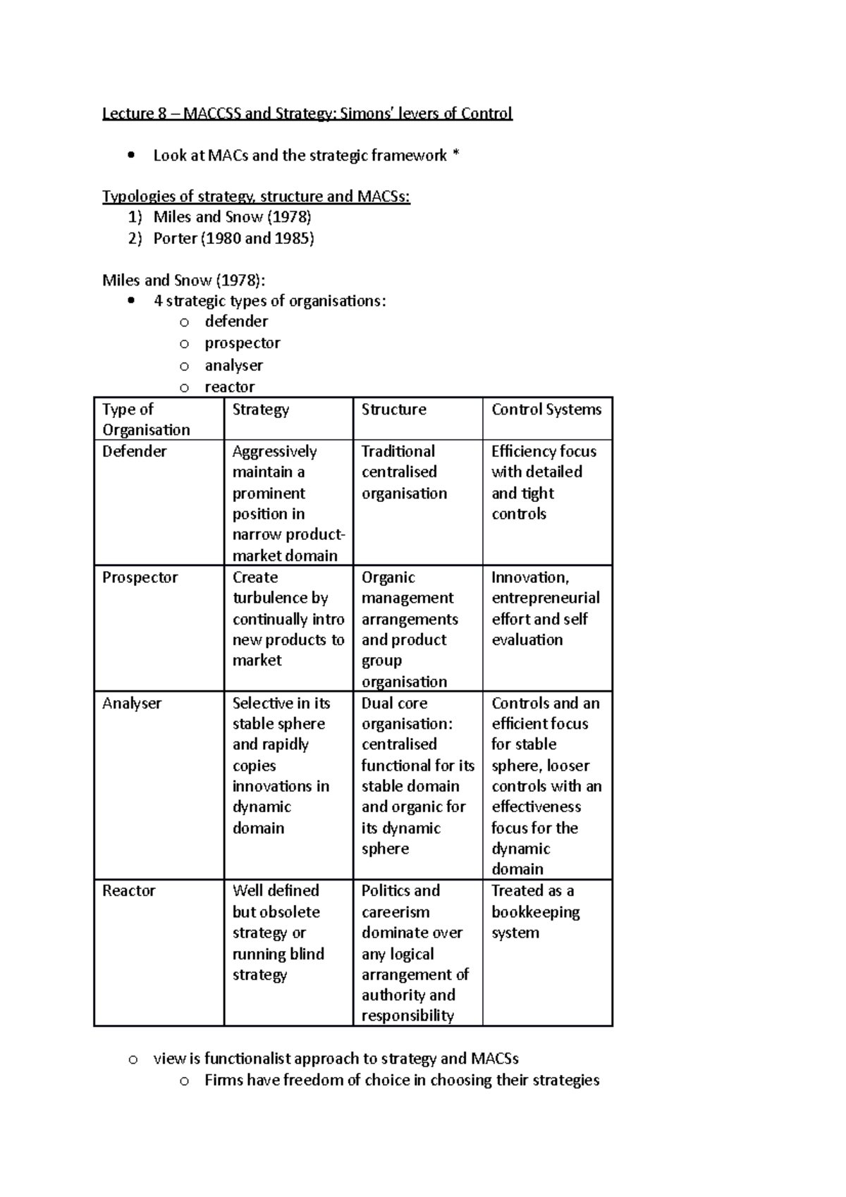Lecture 8 – Maccss and Strategy - Lecture 8 – MACCSS and Strategy ...