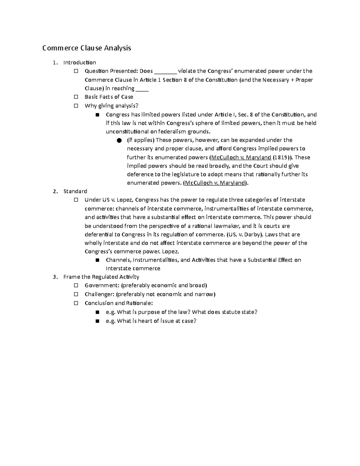 Commerceclauseanalysis Commerce Clause Analysis Introduction Question