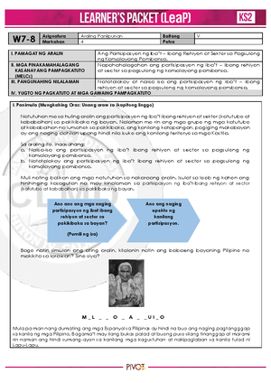 Q4-AP-5-Week5-6 - Module - I. PAMAGAT NG ARALIN Partisipasyon ng Iba’t ...