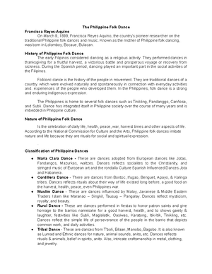 Pathfit 3 Handouts Phil Dance - Introduction to Dance What is dance? Is ...