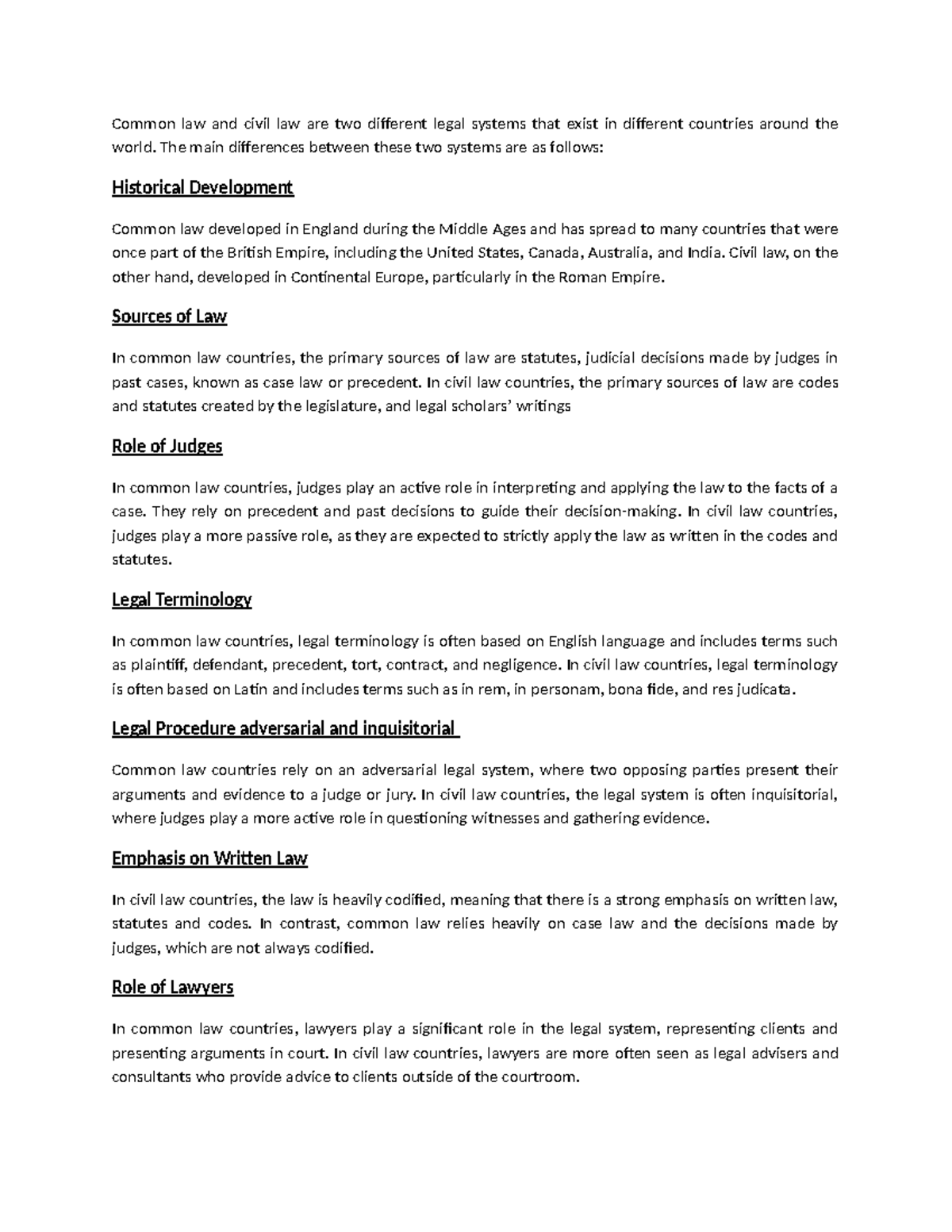 Diffrence - Very helpful - Common law and civil law are two different ...