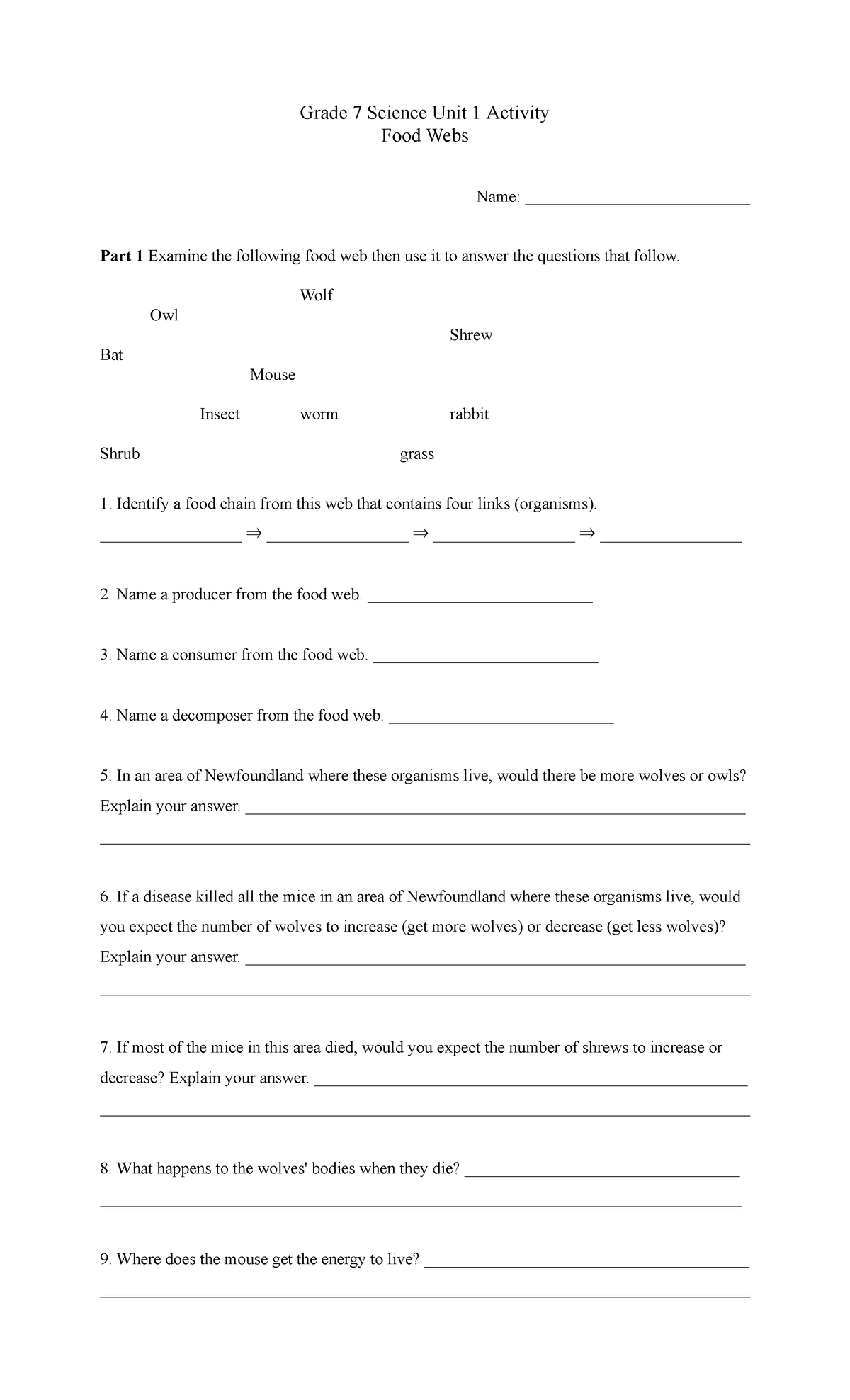 Food-web-worksheet - Summary C++ - C++ - Grade 7 Science Unit 1 ...