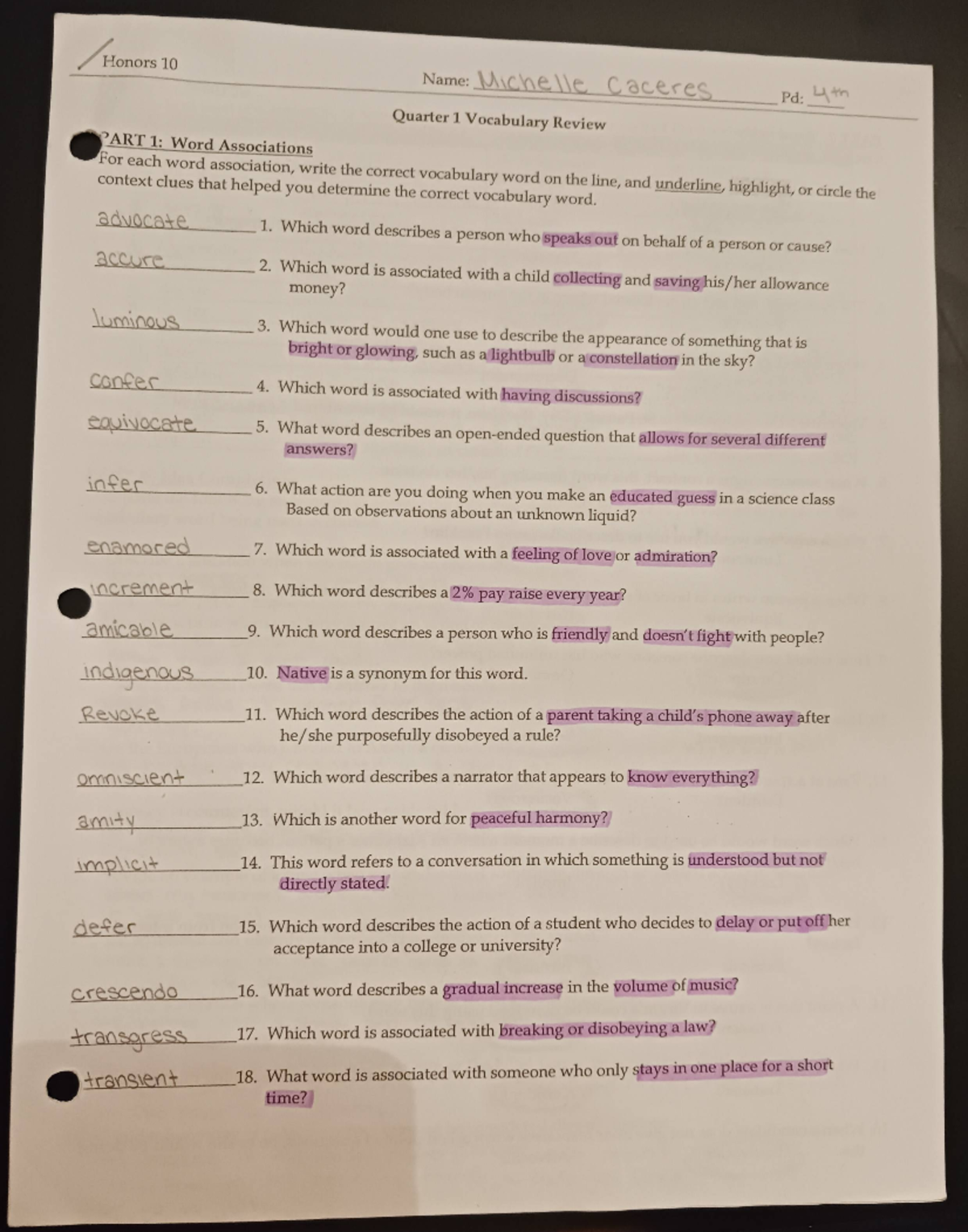 Word Associations - Studocu