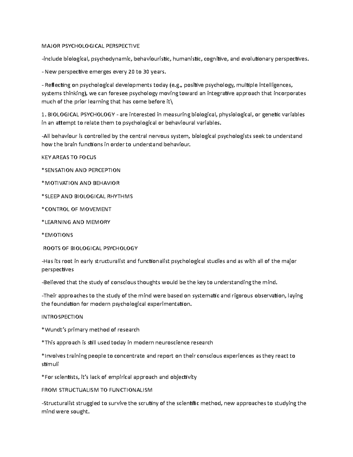 Major Psychological Perspective - MAJOR PSYCHOLOGICAL PERSPECTIVE ...