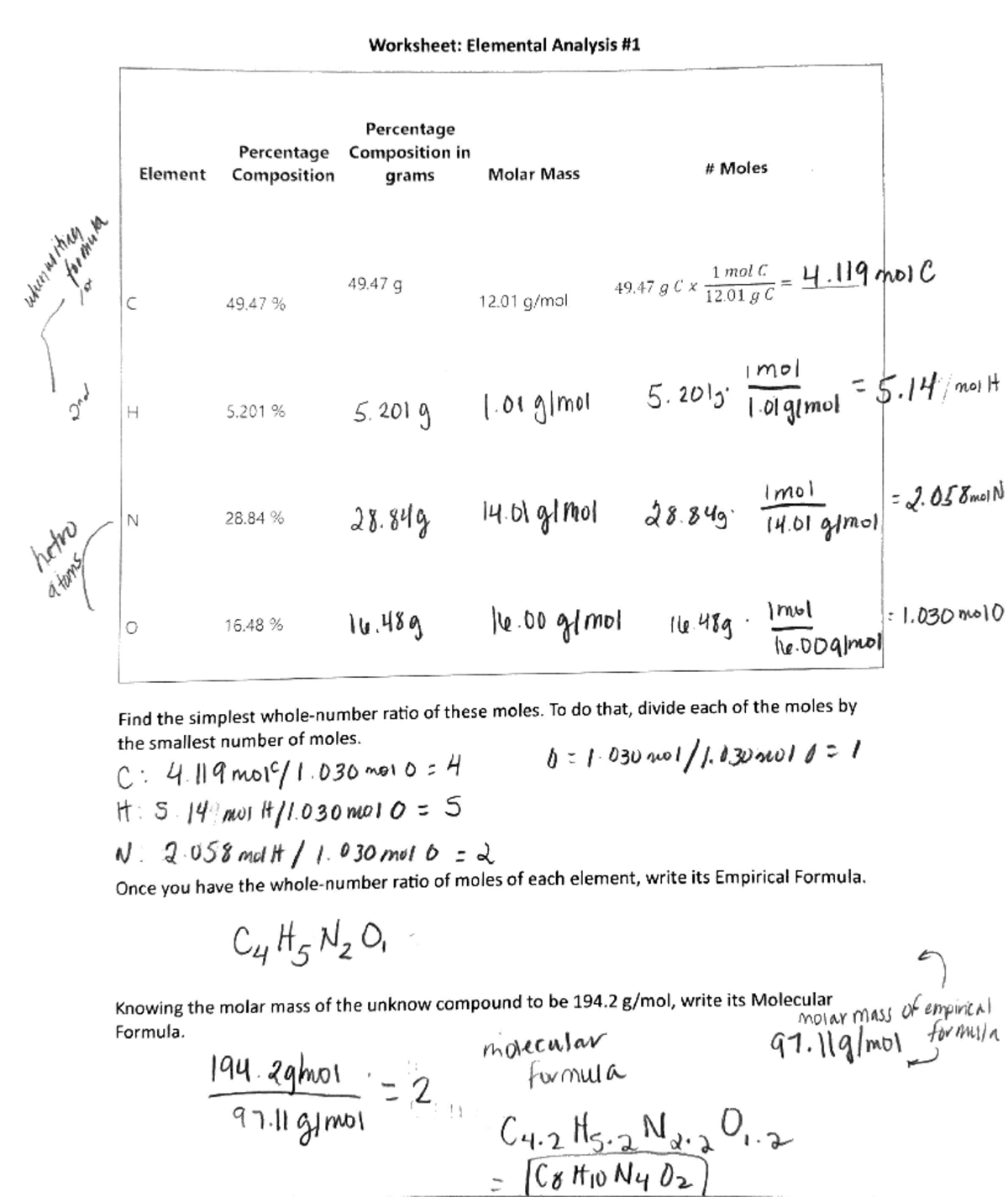 2024-04-04 10-51 - Elemental Analysis practice. - CHEM1040 - Studocu
