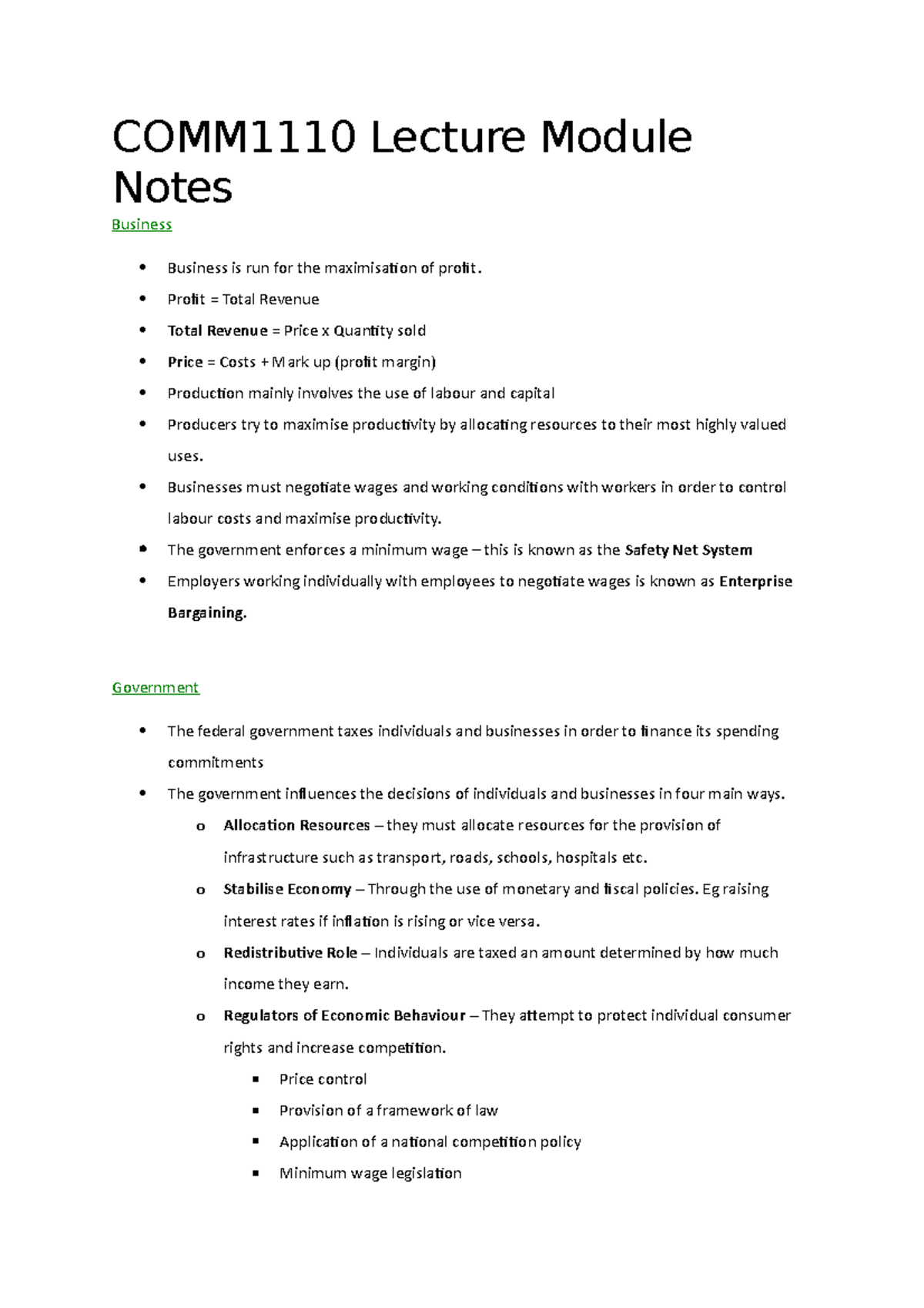 Comm1110 Lecture 3 Notes Comm1110 Lecture Module Notes Business 6914
