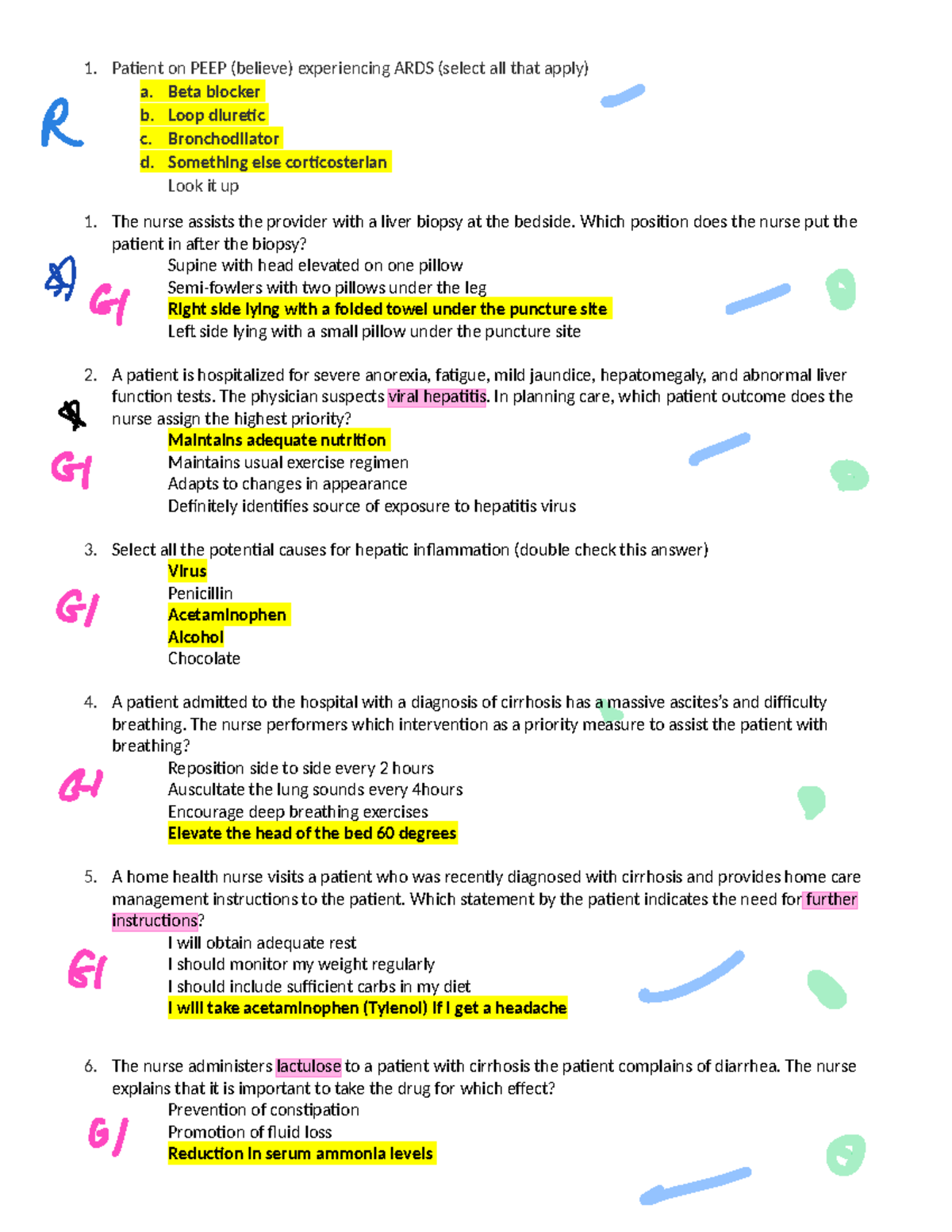 Adult Health 2 EXAM - Study this one !!! - Paent on PEEP (believe ...
