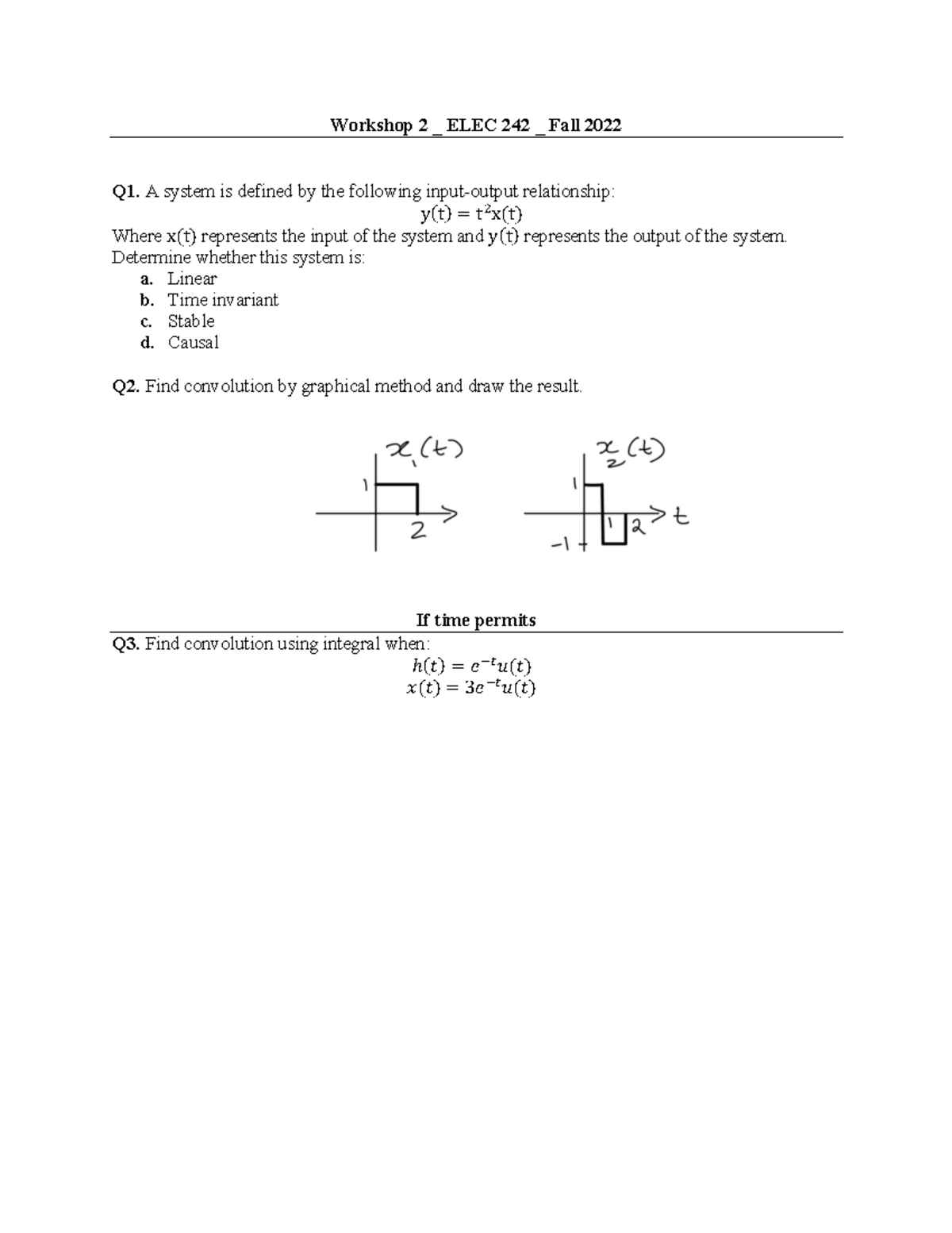 Workshop 2 F22 ELEC242 Solution - Workshop 2 _ ELEC 242 _ Fall 2022 Q1 ...