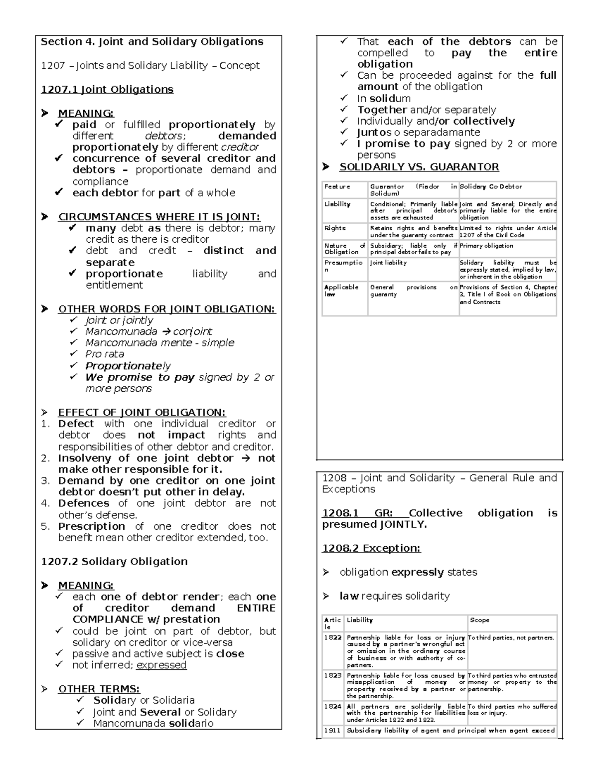Chapter 3 - Joint and Solidary Obligation - Section 4. Joint and ...