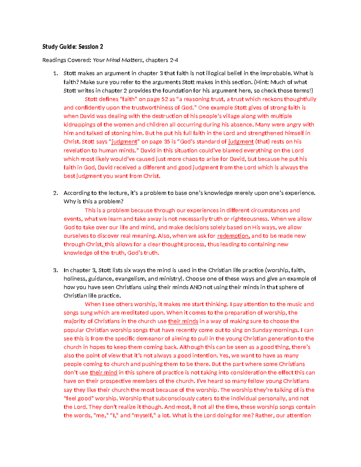Session 2 Study Guide - Religion questions answered - Study Guide ...