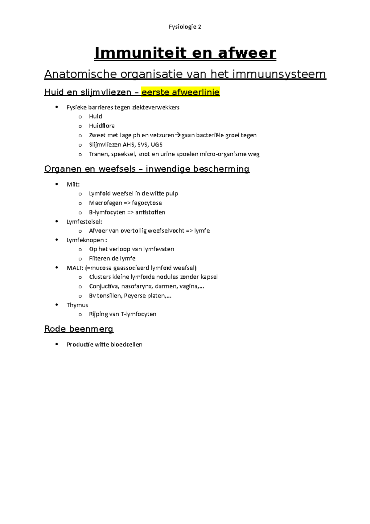 Samenvatting Immuniteit en afweer - Immuniteit en afweer Anatomische ...