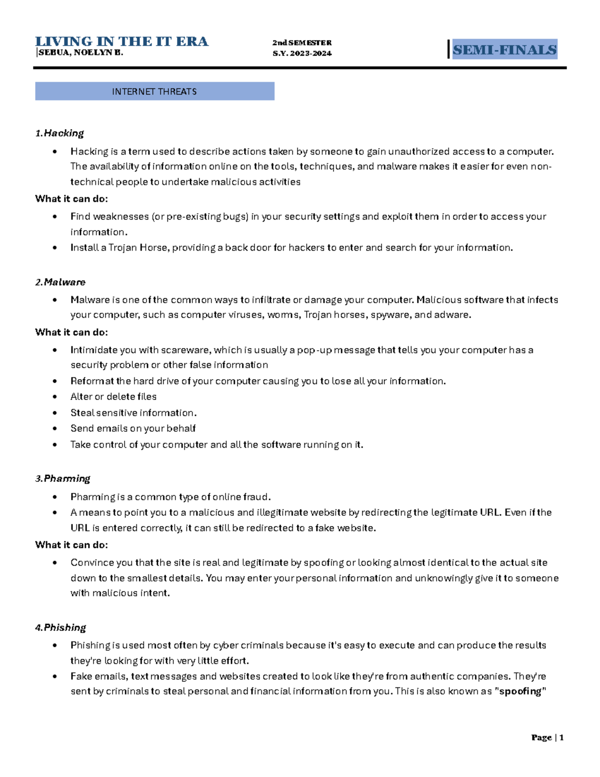 IT Reviewer - Semis - LIVING IN THE IT ERA |SEBUA, NOELYN B. |SEMI ...