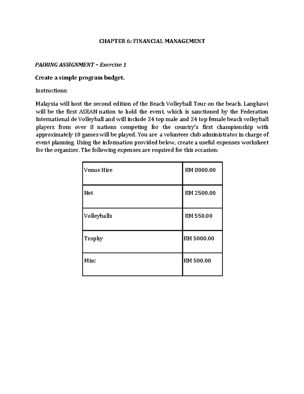 EVM451 - Chapter 6 IND Assignment - CHAPTER 6: FINANCIAL MANAGEMENT PAIRING ASSIGNMENT ...