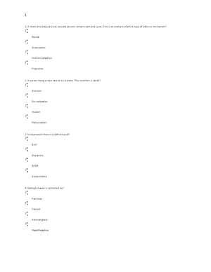 Psychiatric mcqs 20 - practice mcqs - PSYCHIATRY Multiple Choice ...