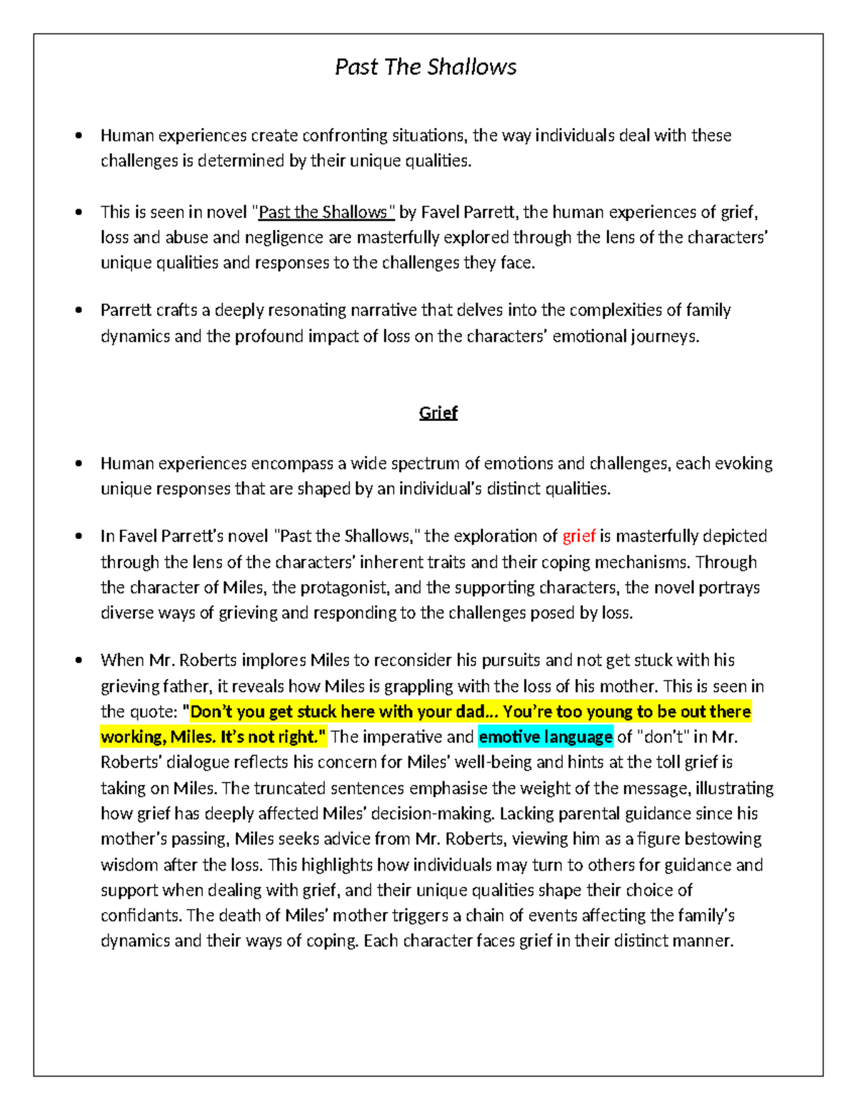 Past The Shallows DP - Past The Shallows Human experiences create ...