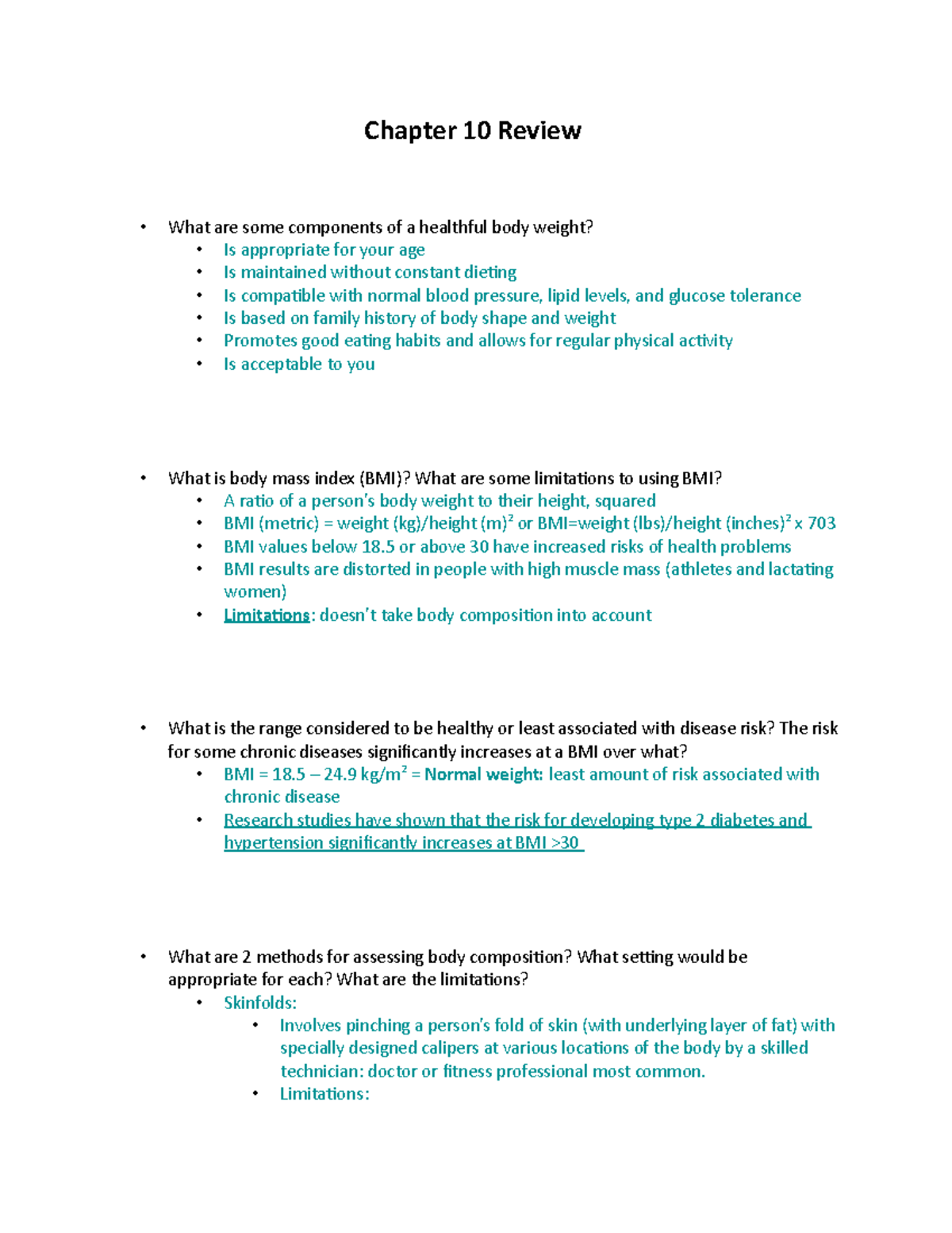 Chapter 10 Review - Chapter 10 Review What are some components of a ...