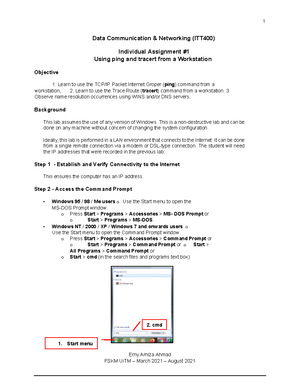 ITT400 Report - ITT 400 DATA COMMUNICATIONS AND NETWORKING GROUP PROJECT: CREATE A SIMPLE ...