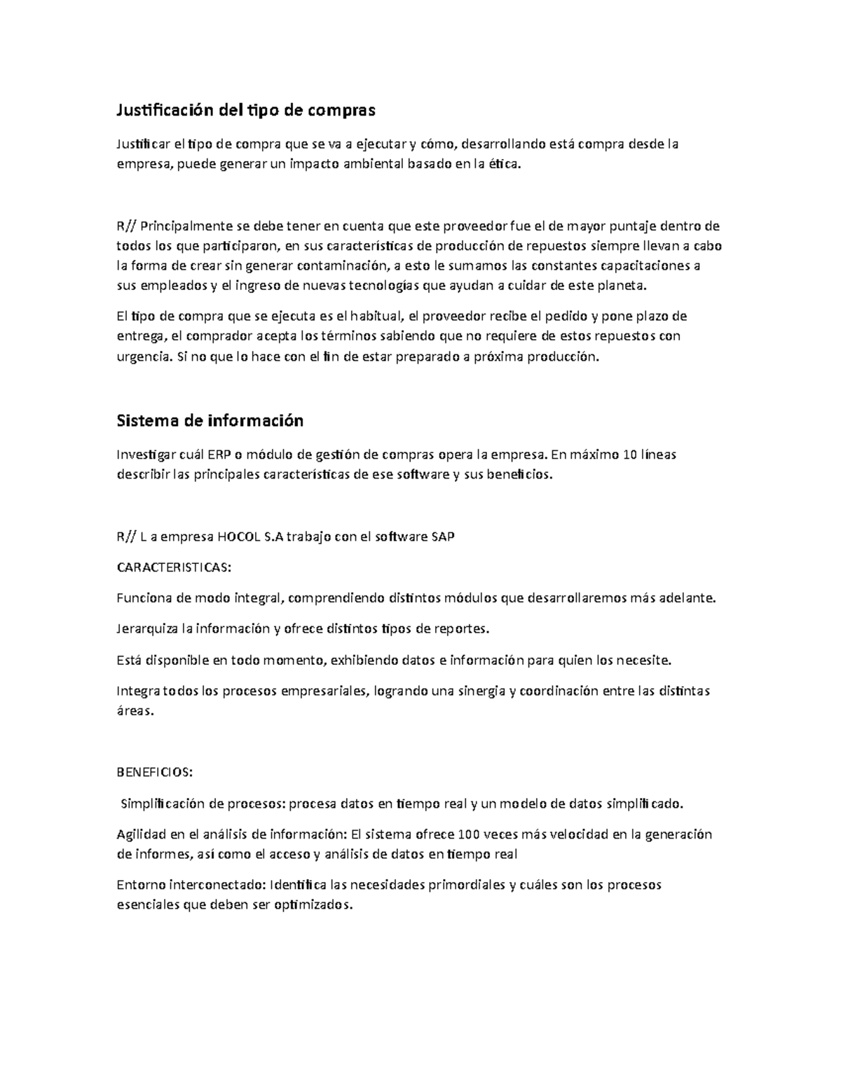 CASO Integrador Comprar Y Aprovisionamiento - Justificación del tipo de ...