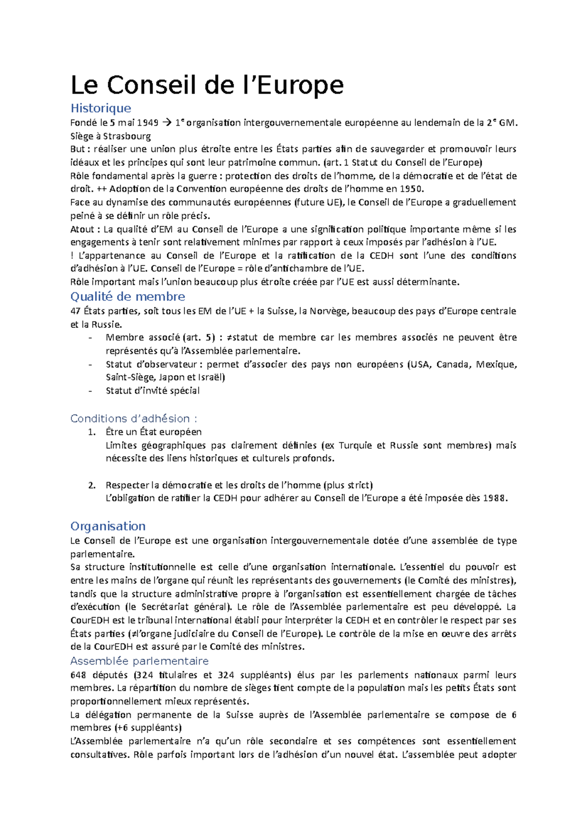 Conseil de l'Europe - Le Conseil de l’Europe Historique Fondé le 5 mai ...