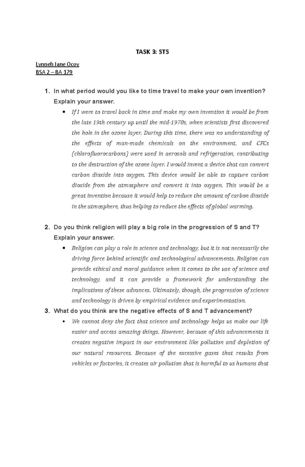Task-3-STS - Science Technology and Society - TASK 3: STS Lynneh Jane ...